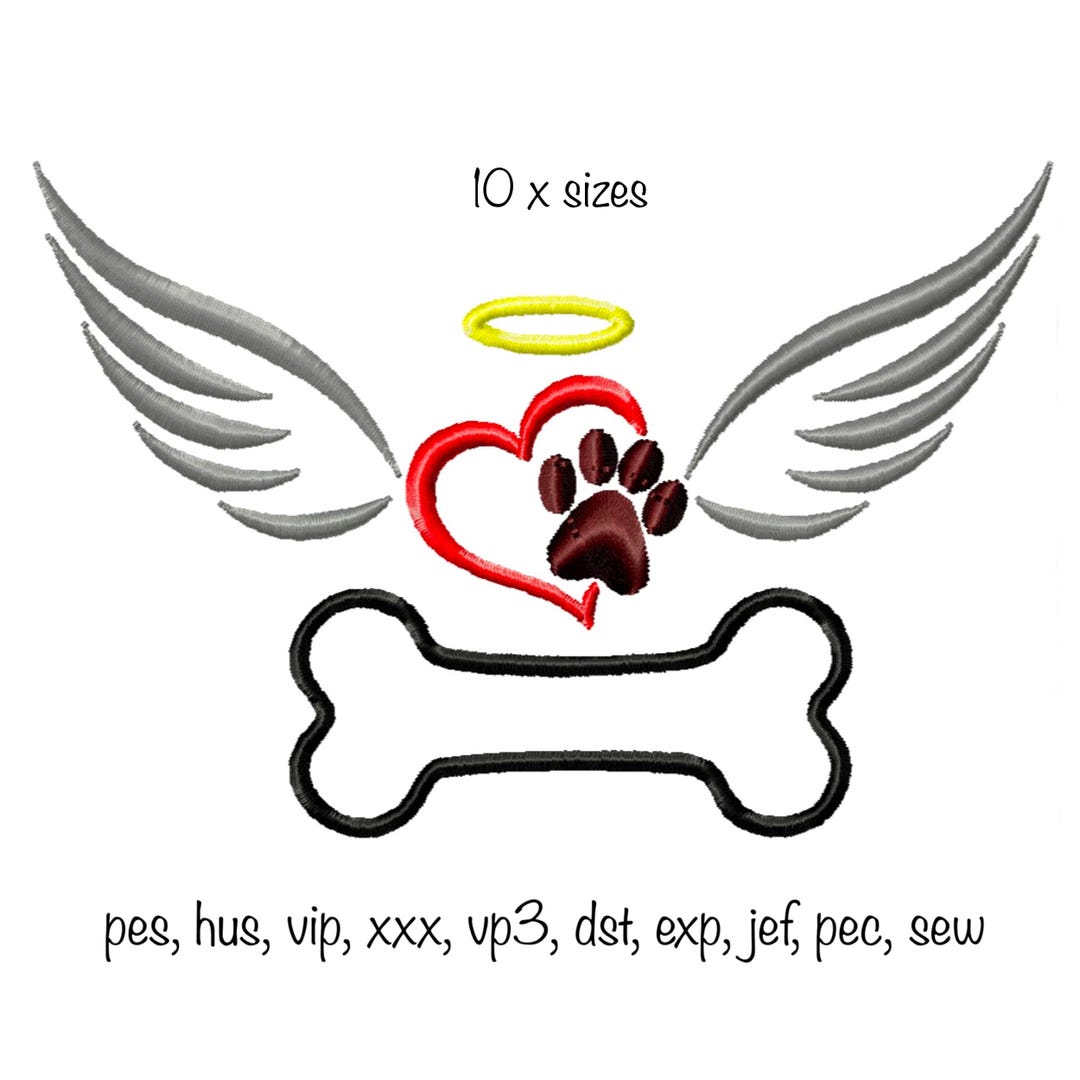 Digital Download Paw Print Heart Angel Wings Shape 10 Sizes Cat Dog ...