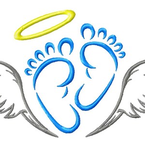 Digital Download Baby Angel Footprint and Wings Machine Embroidery ...