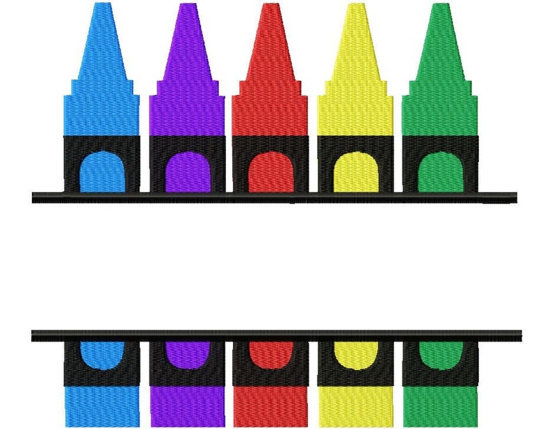 Digital Download Crayons Split Monogram Machine Embroidery - Etsy
