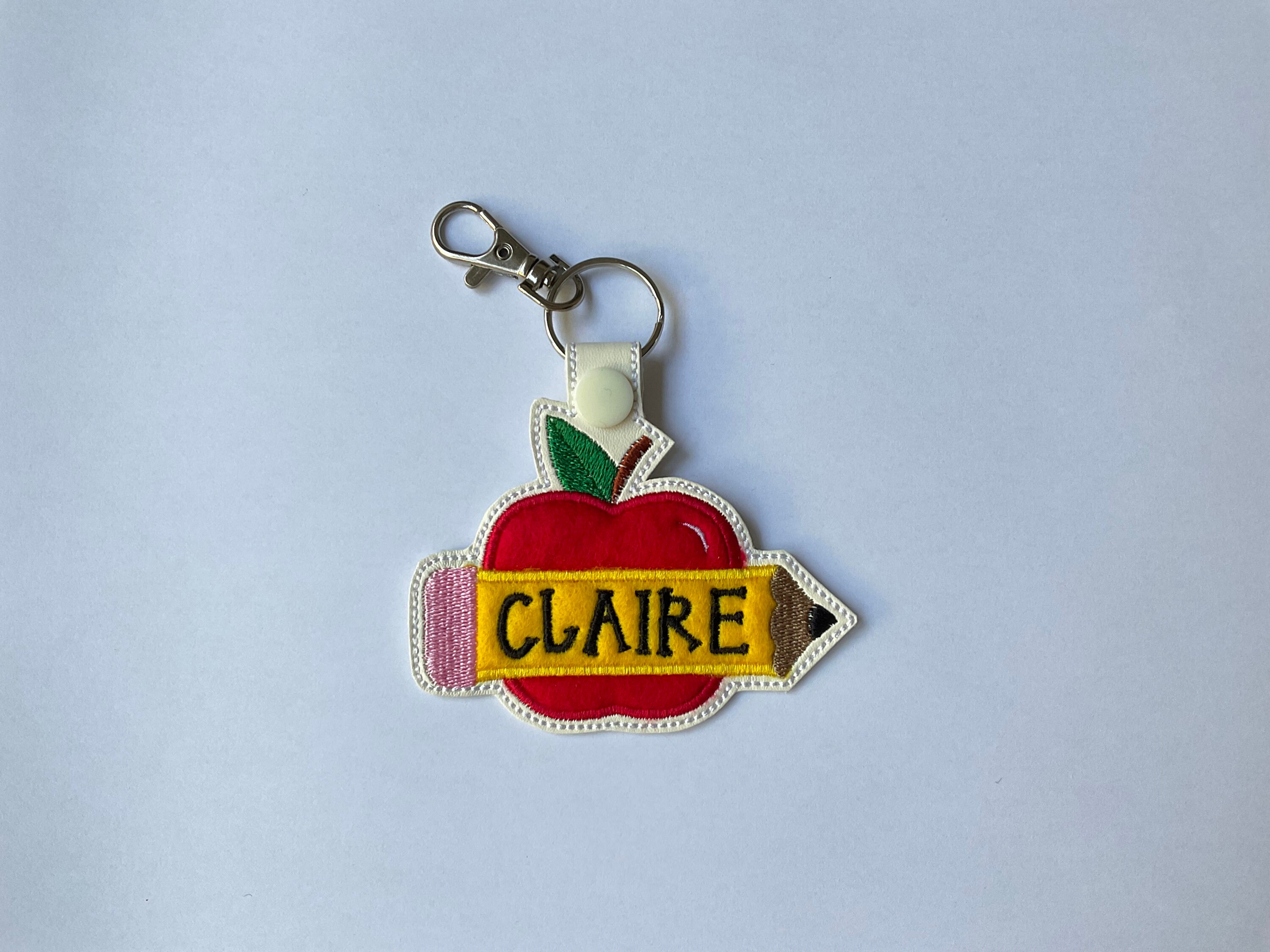 Digital Download Pencils Apple Key Ring Fob Applique Monogram - Etsy