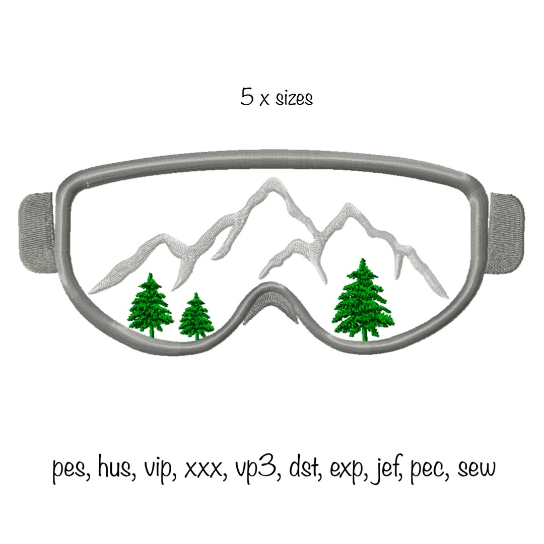 Digital Download 5 Sizes Ski Goggles Silhouette Machine Embroidery ...