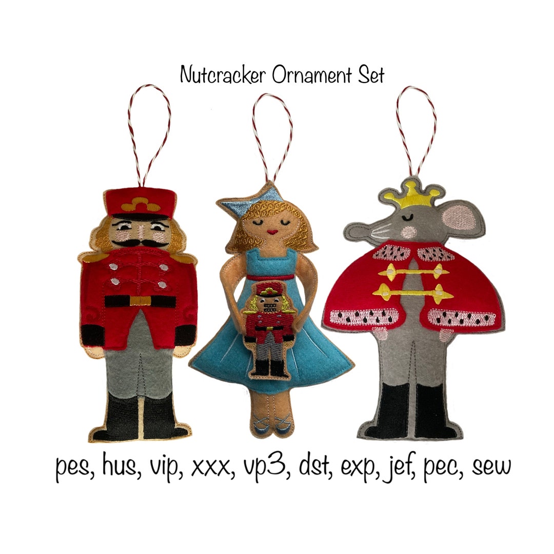 Digital Download 5 Sizes Felt Nutcracker Set in the Hoop Christmas Ornament Tree Decorations ...
