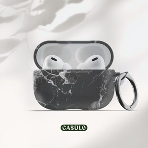 Black Marble Airpods Pro Case, AirPod Case With Keychain, Airpods Case ...