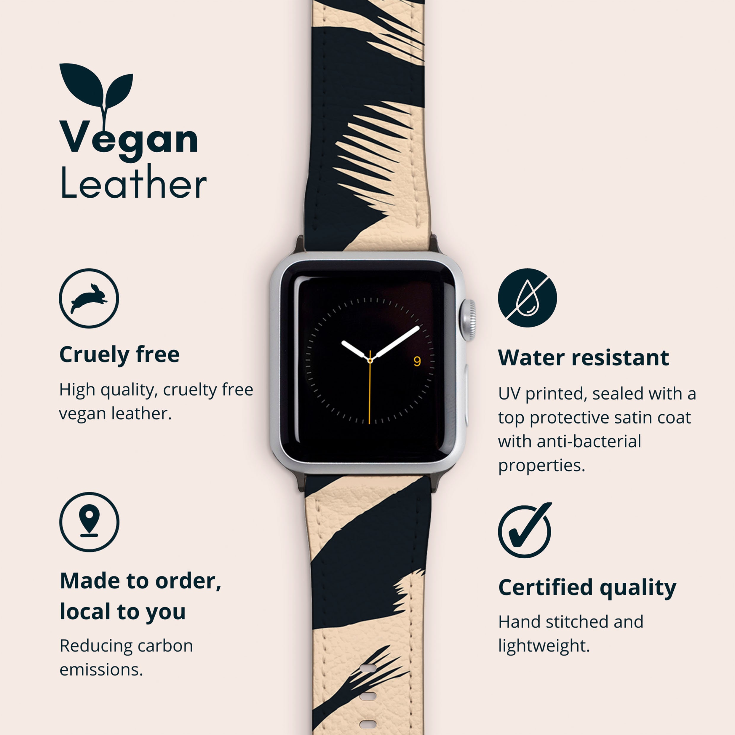 ABSTRACT Apple Watch Strap Vegan Leather Band for Apple Watch - Etsy