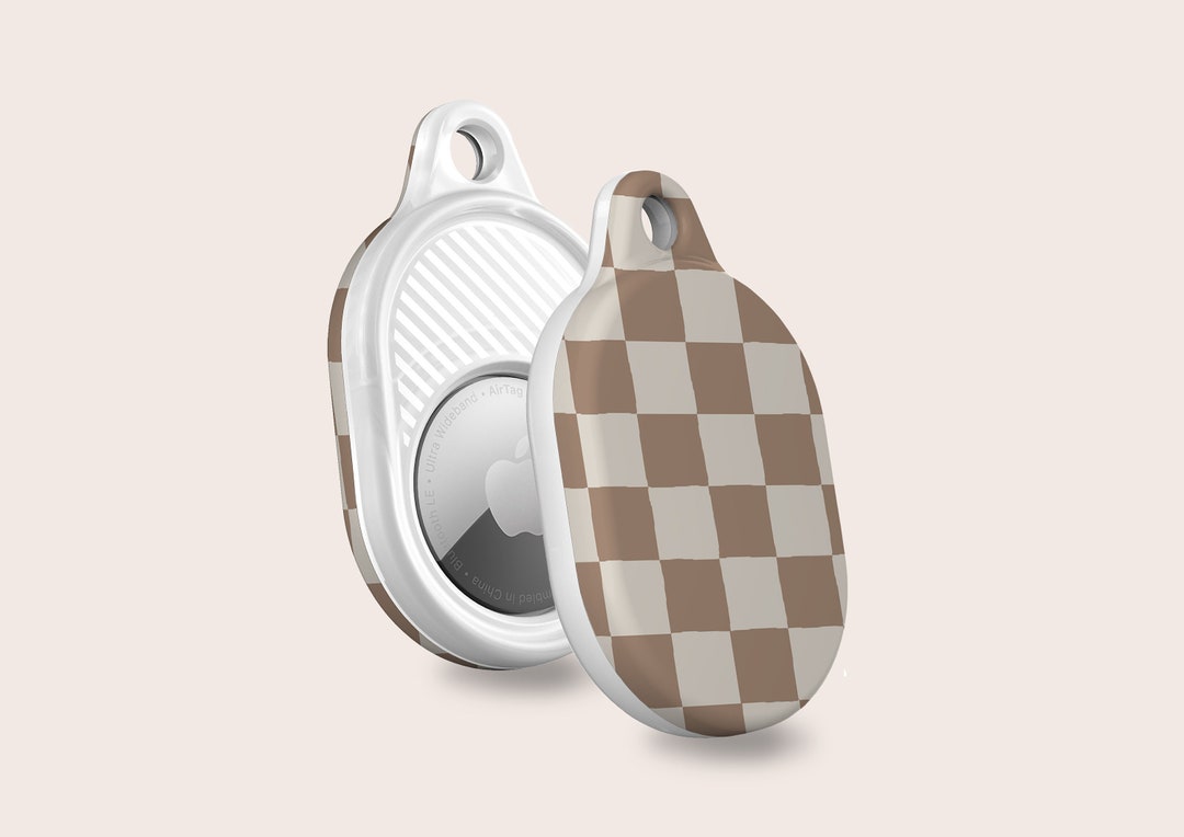 AirTag HOLDER Almond Checker, Cute AirTag Keychain, Slim Apple AirTag ...