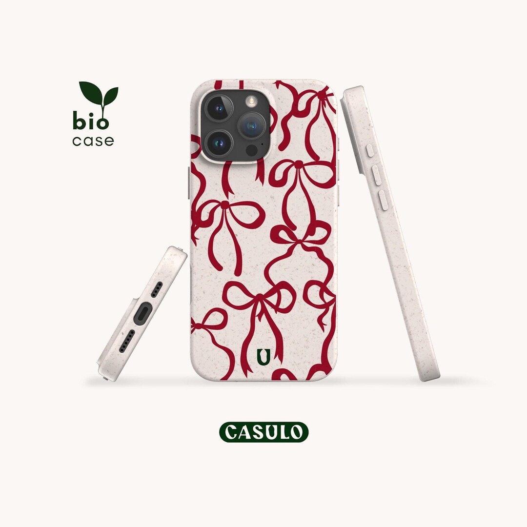 Burgundy Bow Ribbons Eco-friendly Biodegradable Phone Case for iPhone ...