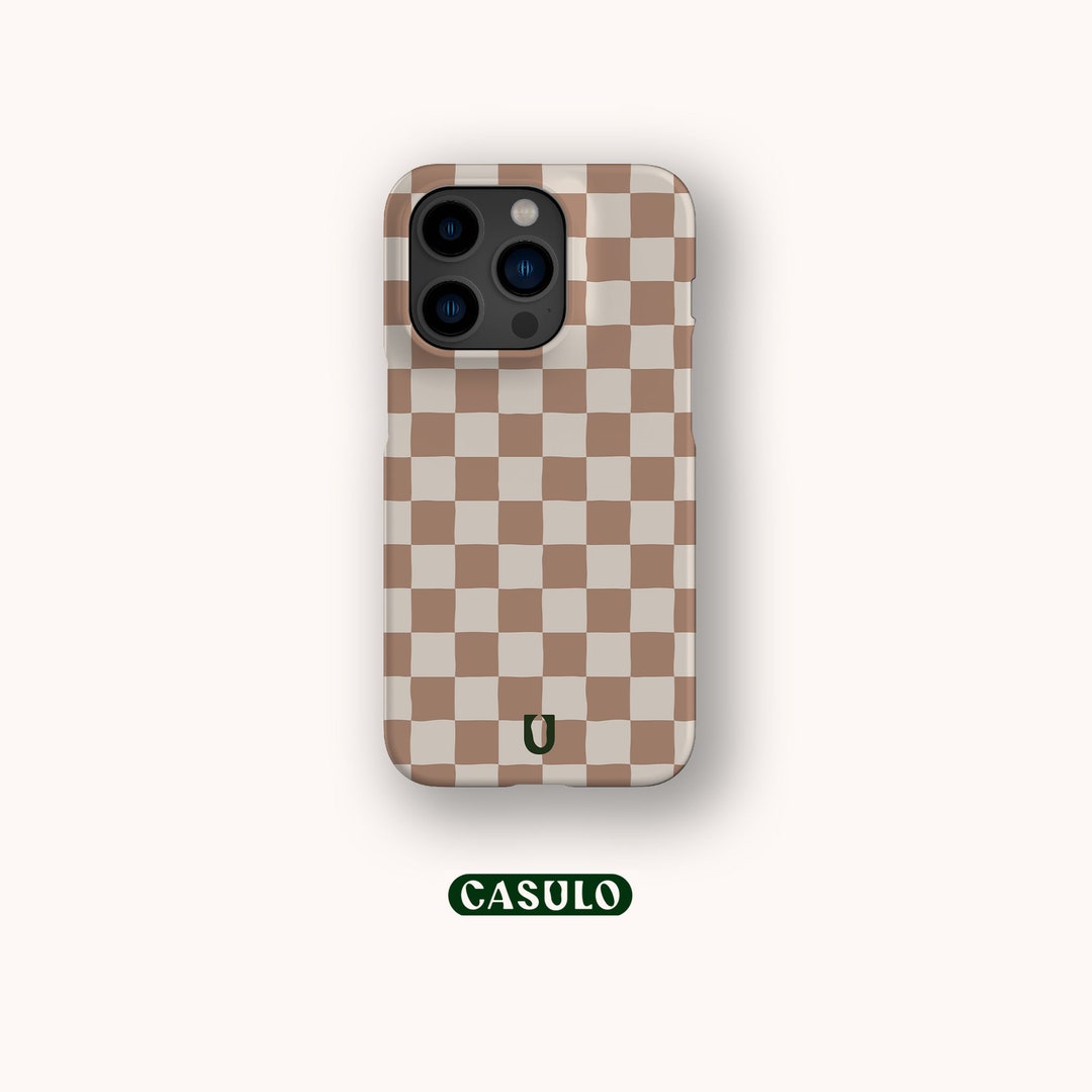 Almond Checker Phone Case Y2k Aesthetic for iPhone 16 15 14 13 12 11 SE ...