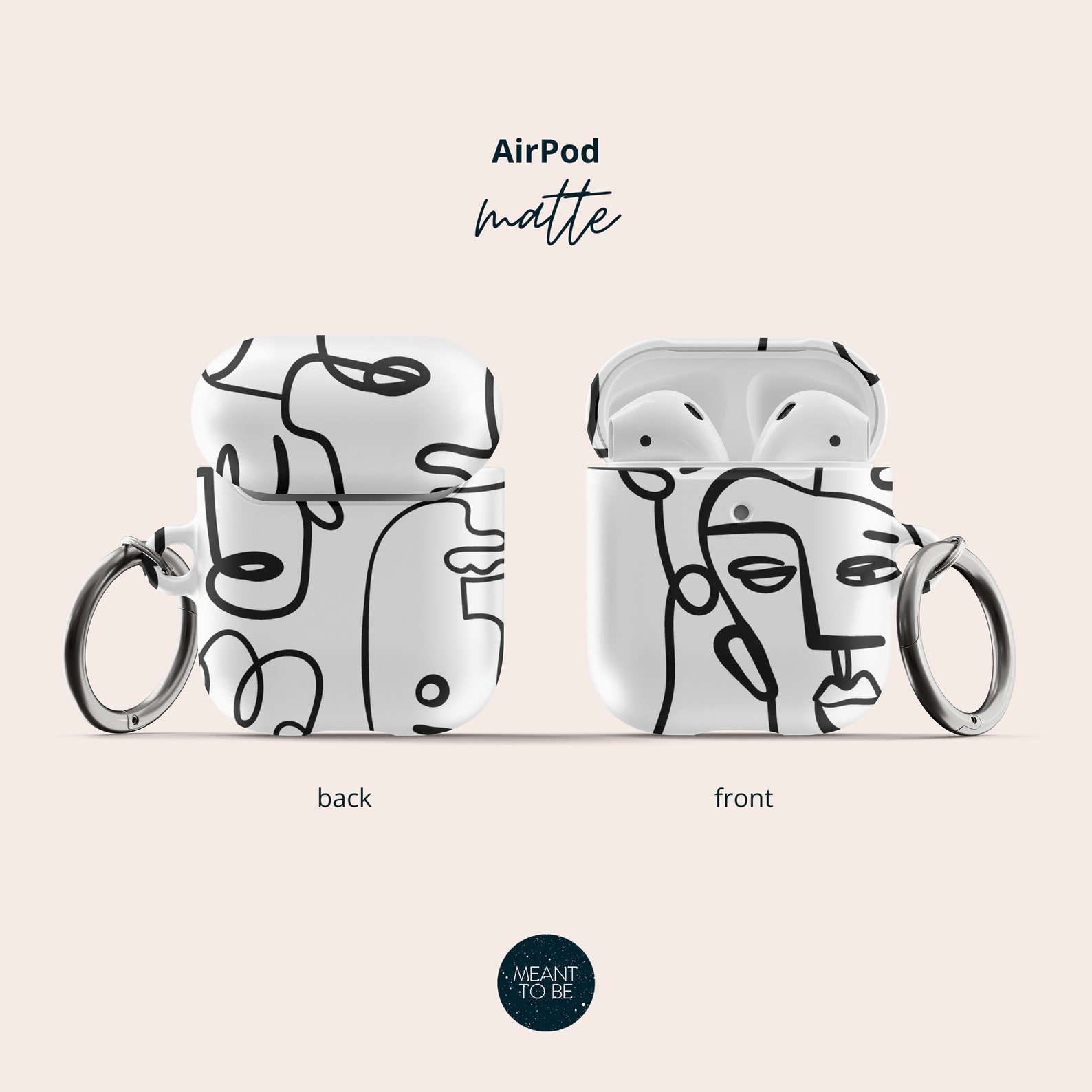 LINE ART AirPod Case With Keychain, Airpods Case 1, 2, Airpods Pro Case ...