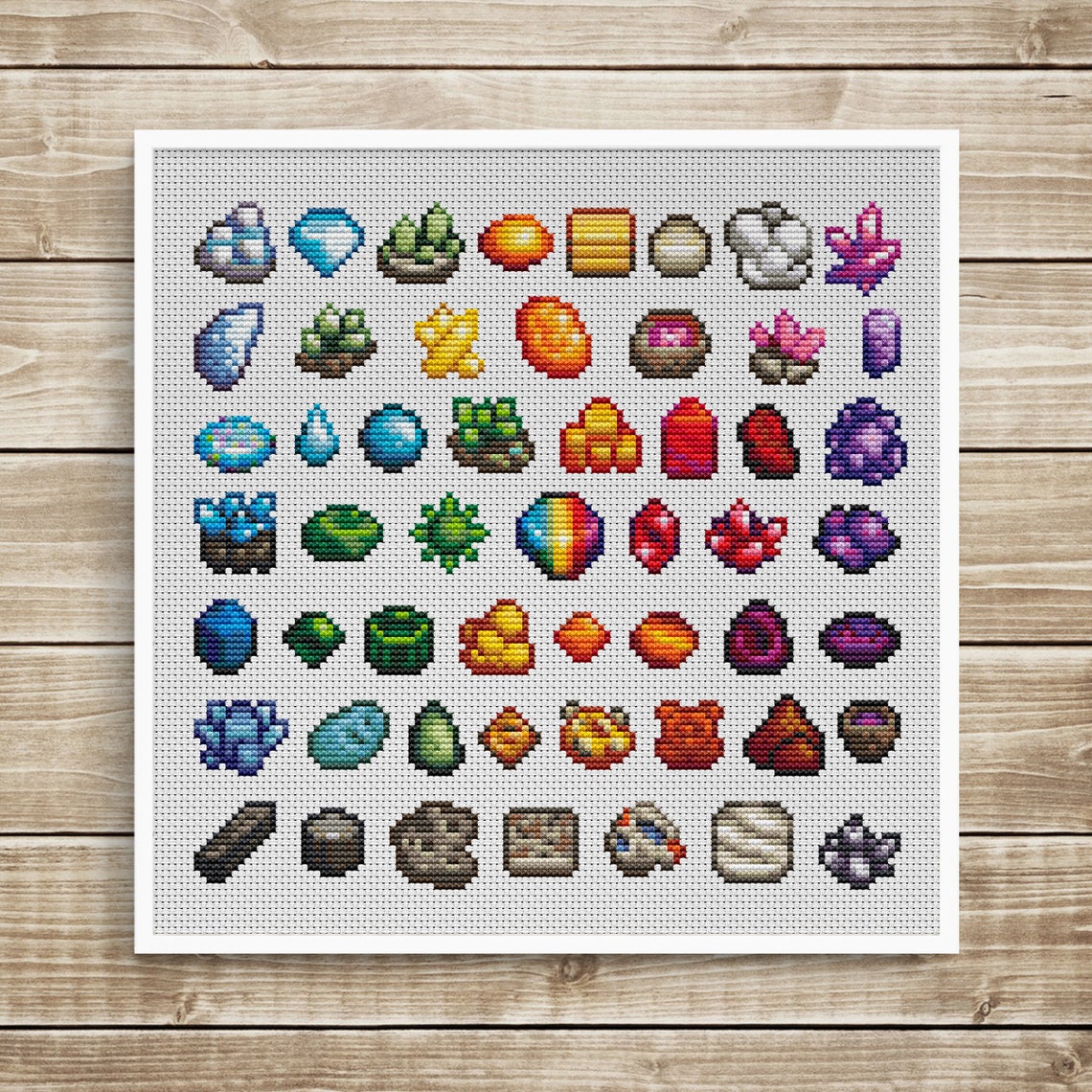 Stardew Valley Mineral and Gem Rainbow Cross Stitch Pattern | Etsy