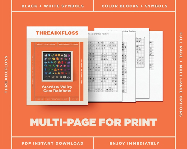 Stardew Valley Gem Rainbow Cross Stitch Pattern Counted - Etsy