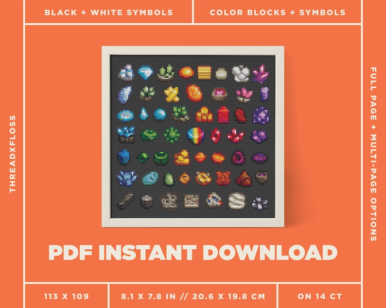 Stardew Valley Gem Rainbow Cross Stitch Pattern Counted - Etsy