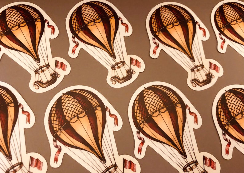 Victorian Vintage Balloon Matte Sticker Steampunk Die Cut 2x3 Inches ...