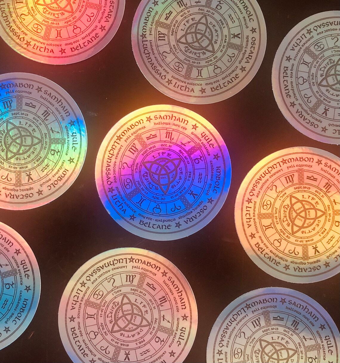 Witches Wheel Calendar Sigil Occult Seal Celtic Holographic Vinyl ...