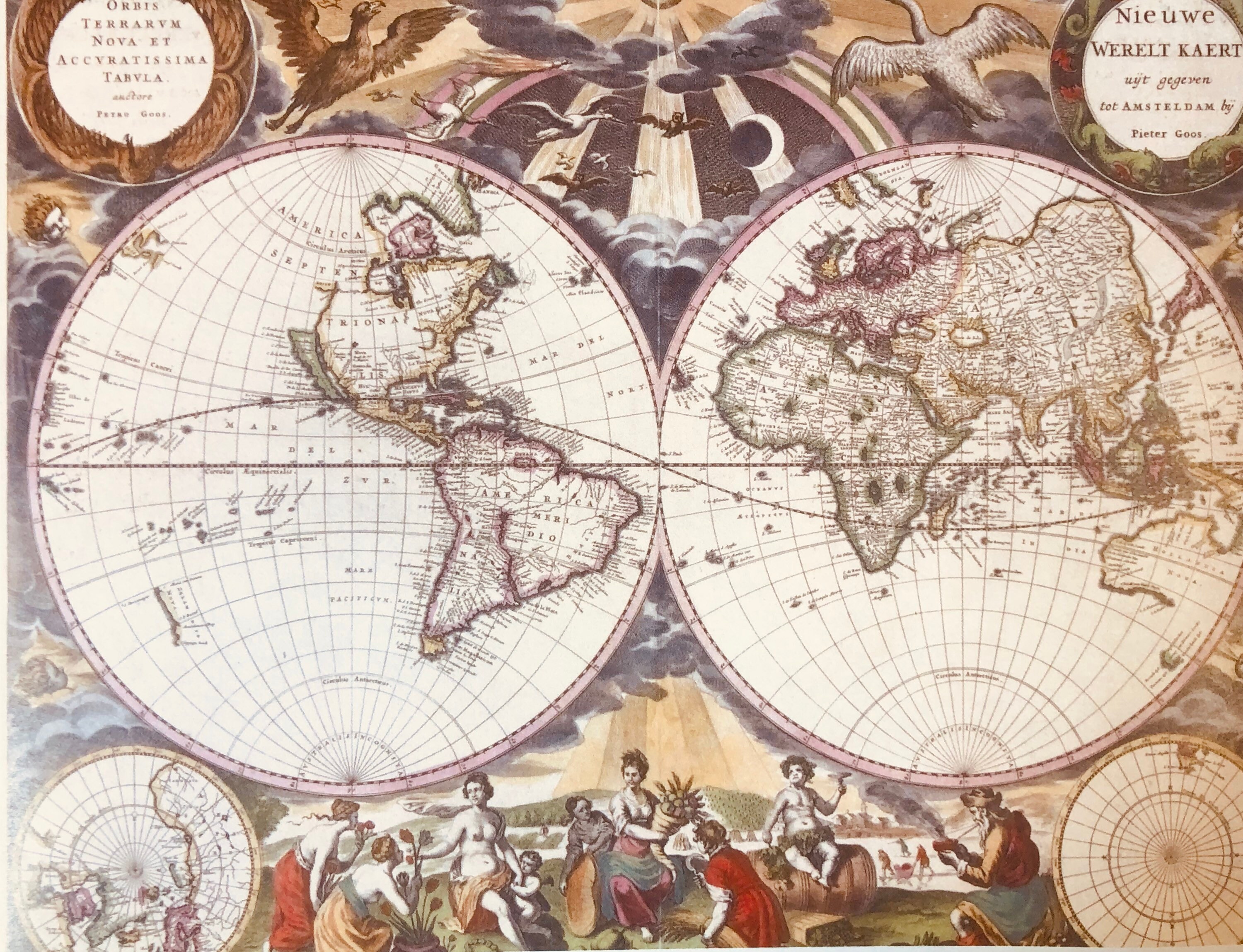 Vintage World Map Global Nostalgic Victorian Book Steampunk Style Vinyl ...