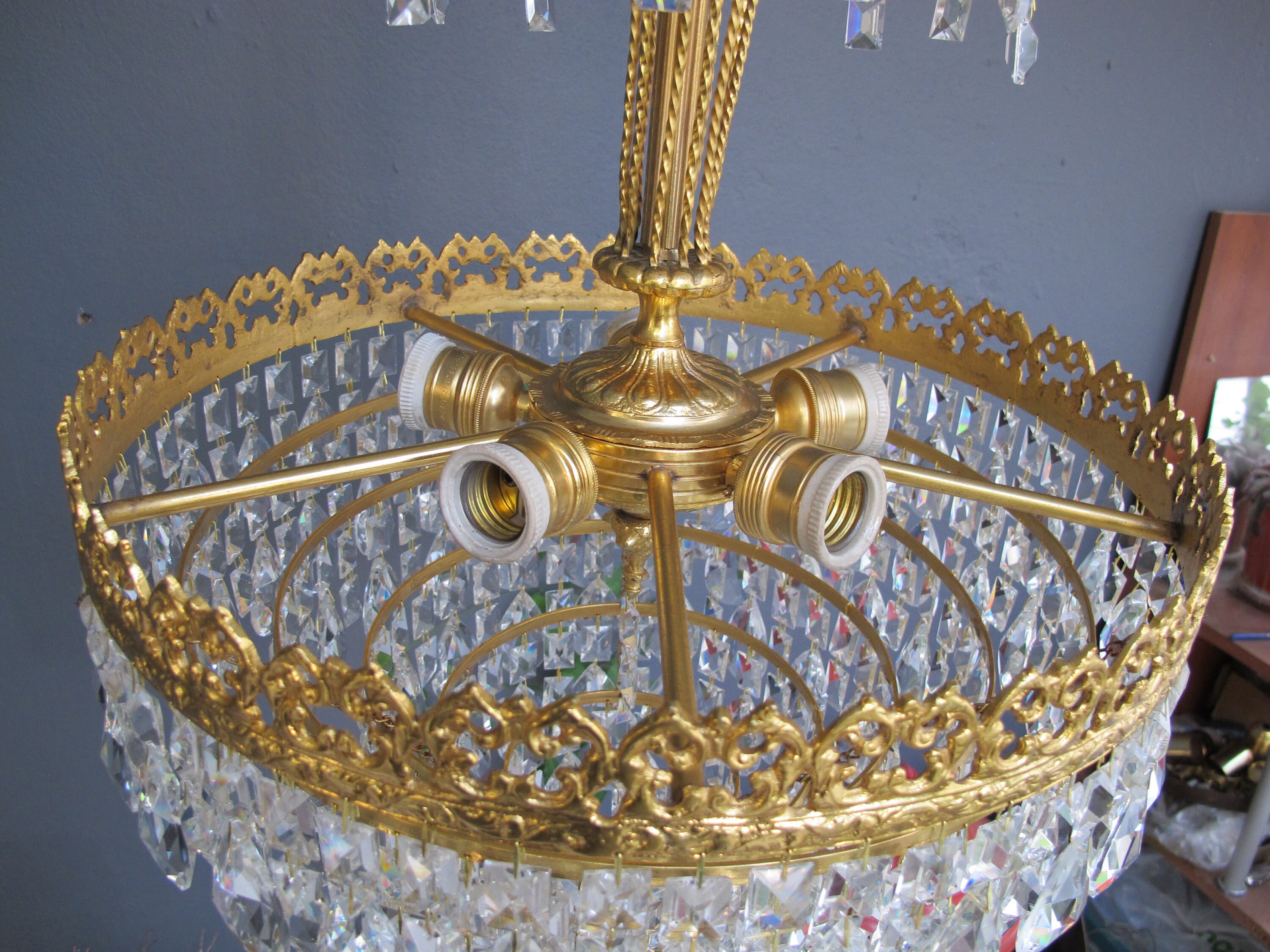 Antique Bohemian Crystal Chandelier Lighting 1940's 16in - Etsy