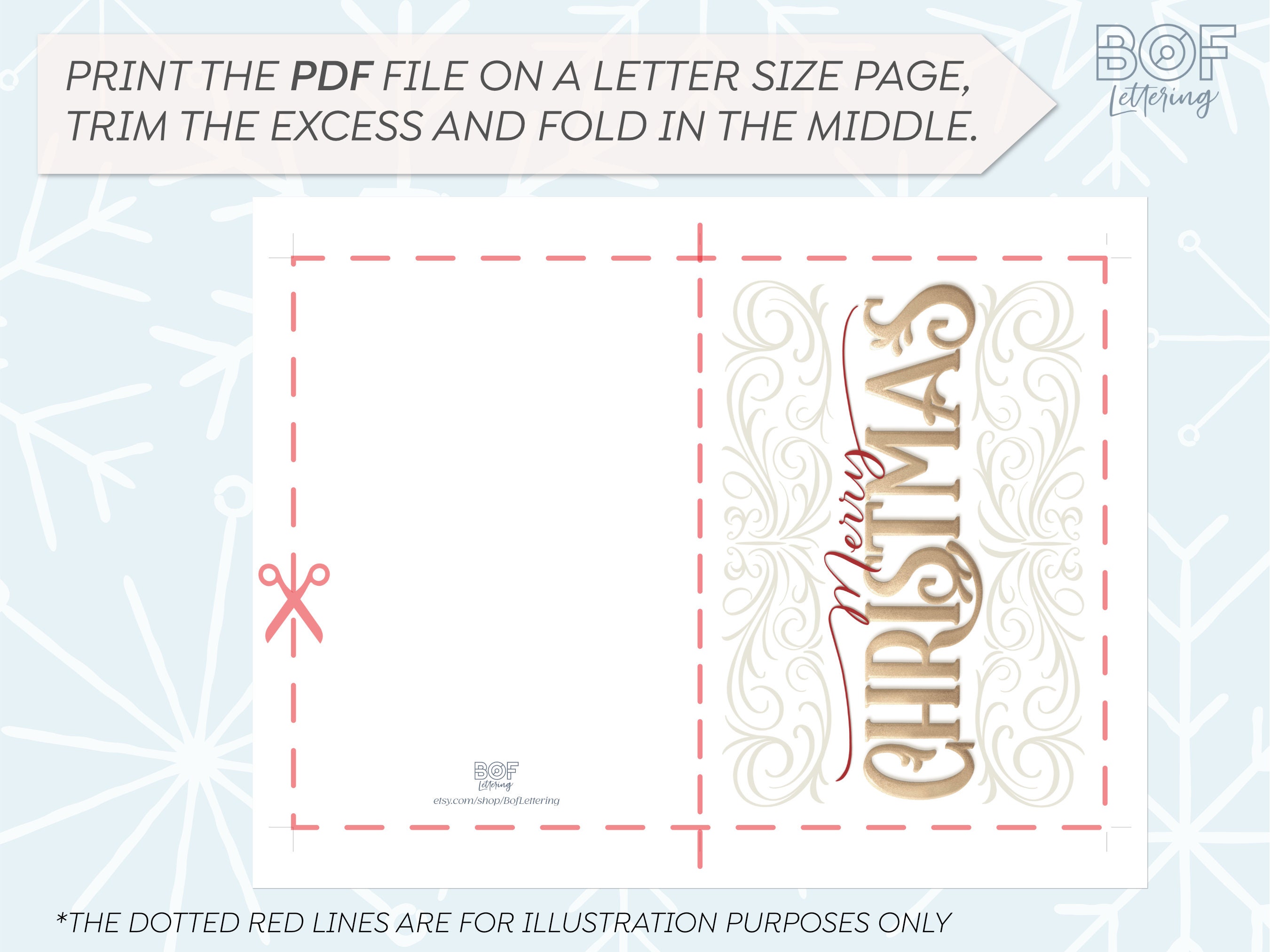 Printable Christmas Card / Merry Christmas Flourishes / Hand Lettering ...