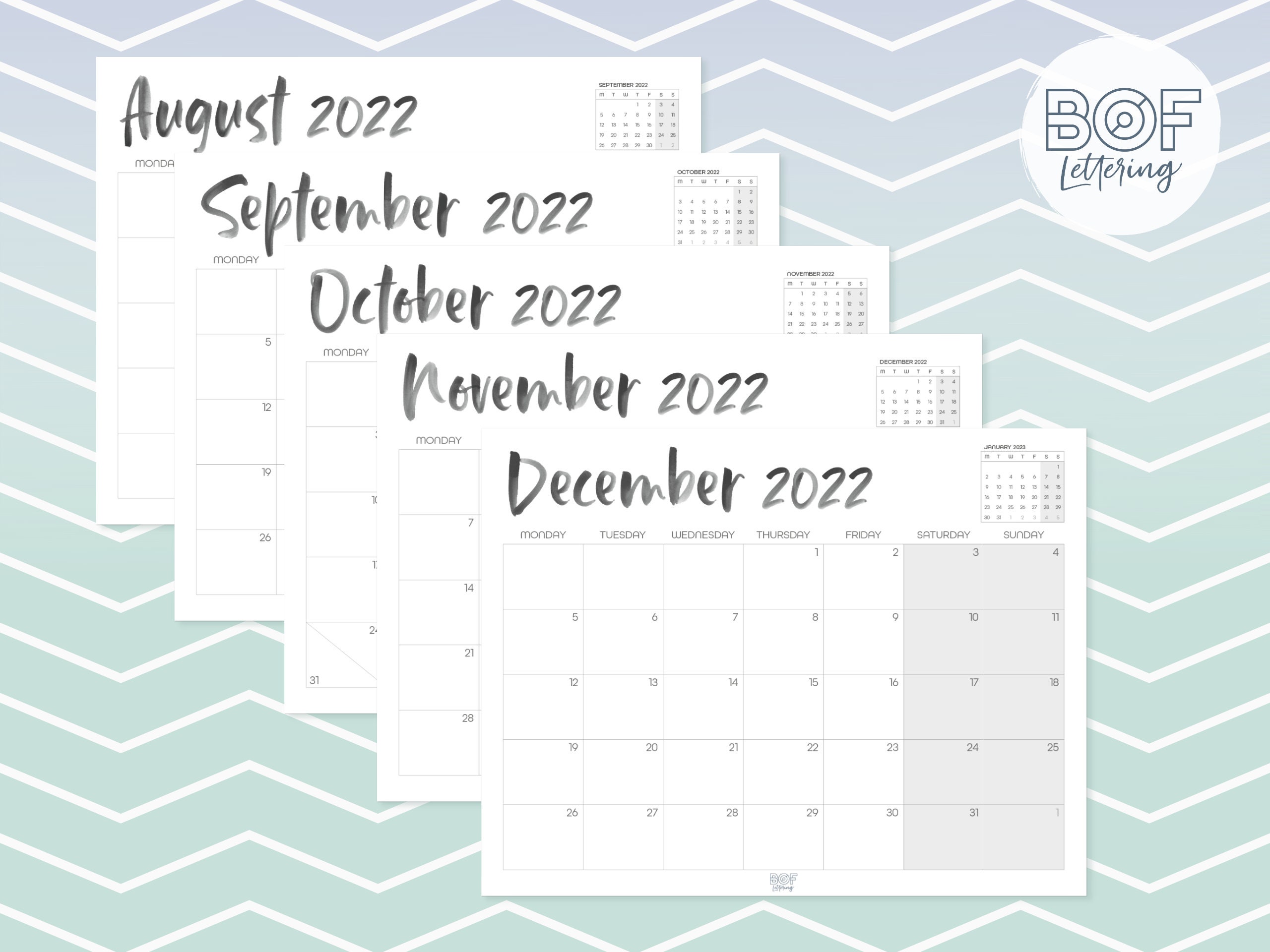 2022 - 2023 Calendar / Monthly Planner / Printable Calendar / Letter ...