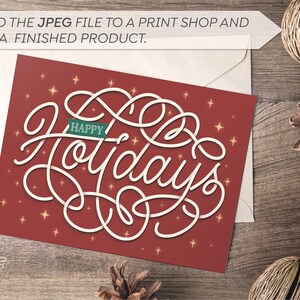 Printable Christmas Card / Happy Holidays Flourishes / Hand Lettering ...