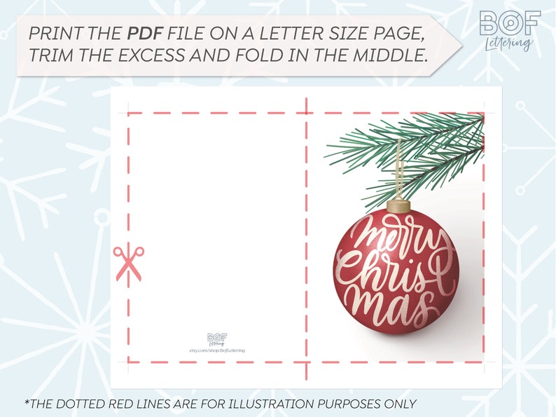 Printable Christmas Card / Merry Christmas Ornament / Hand Lettering ...