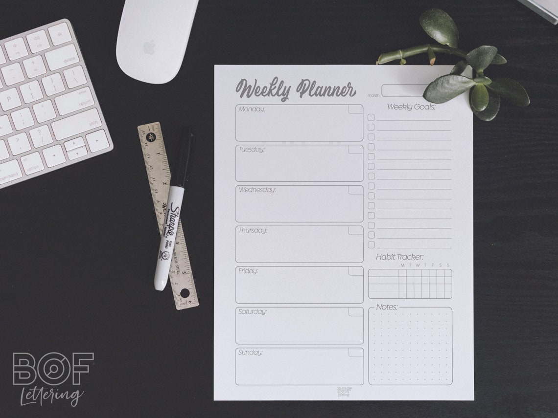 Weekly Planner / Color Variations / Printable Planner / Starting Sunday ...