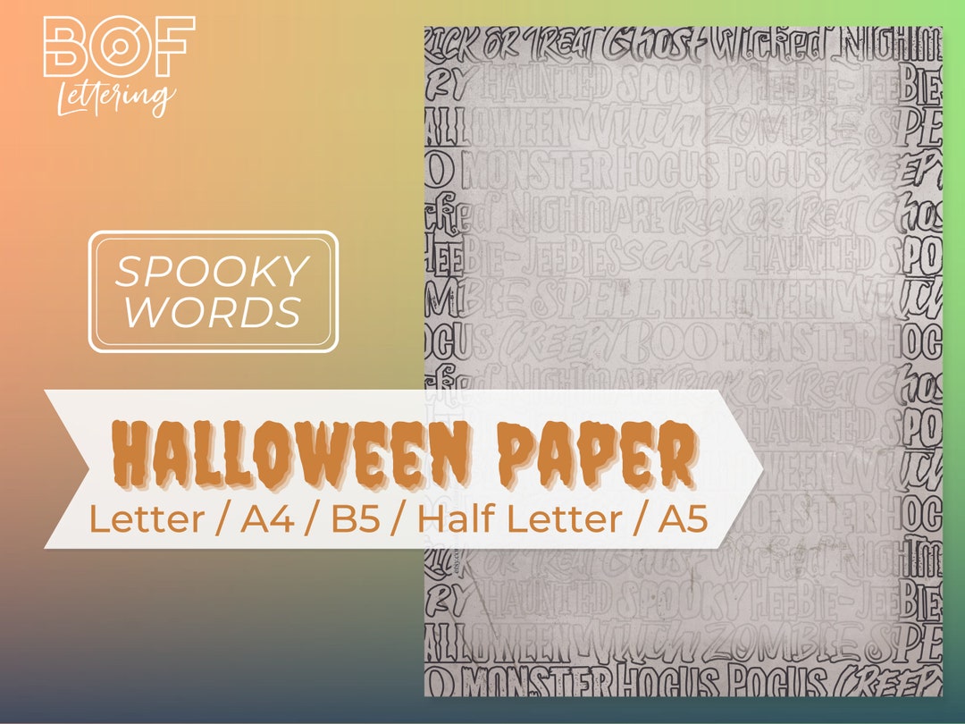 Halloween Spooky Words Paper, Printable Pages (A4, A5, Letter, B5) - Etsy