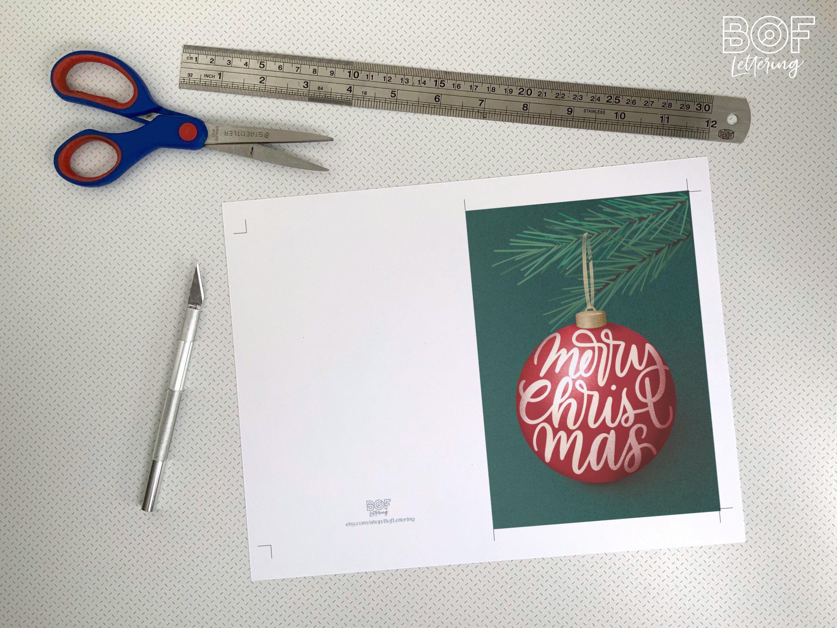 Printable Christmas Card / Merry Christmas Ornament / Hand Lettering ...
