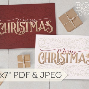 Printable Christmas Card / Merry Christmas Flourishes / Hand Lettering ...