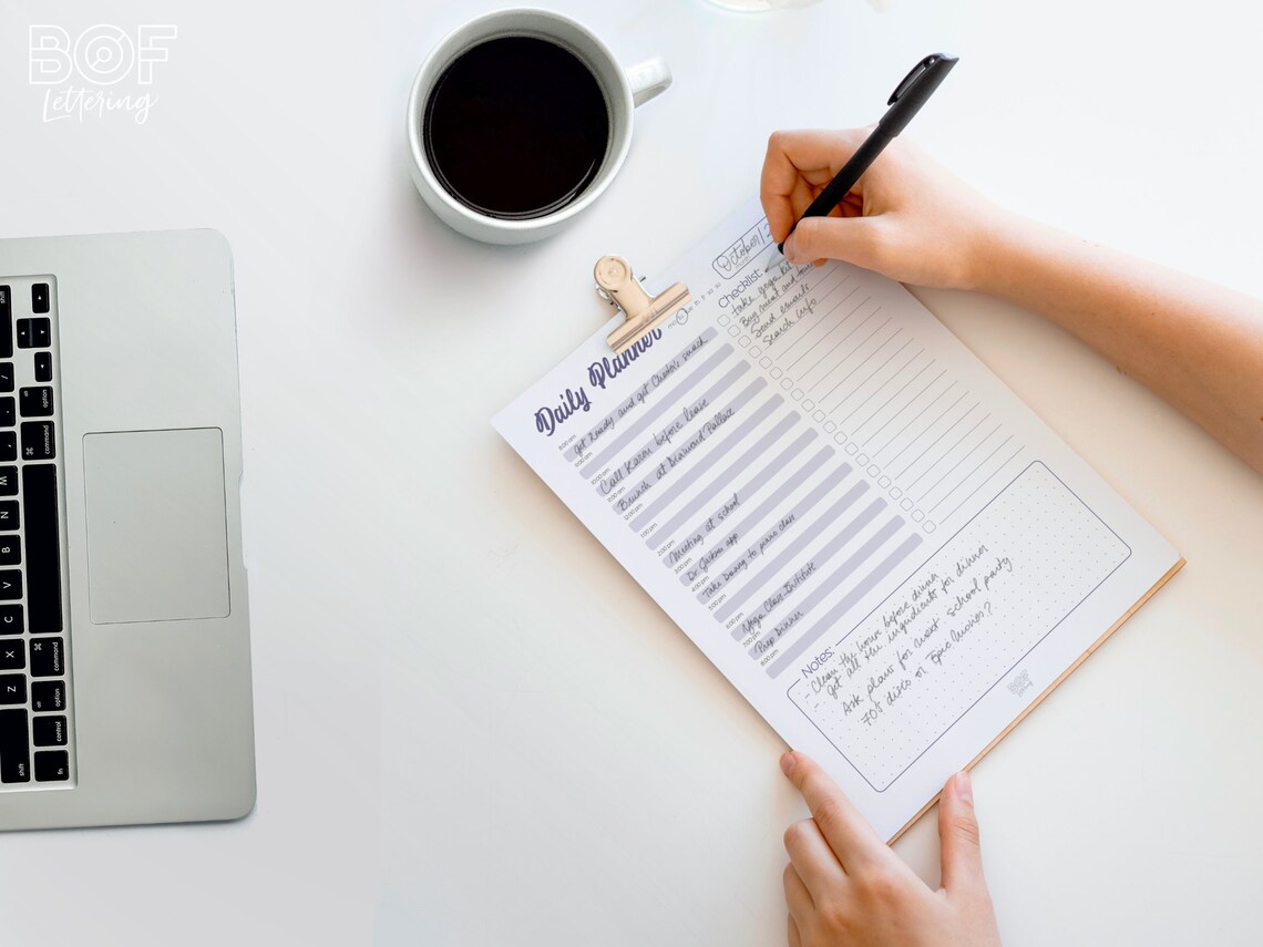 Essential Daily Planner Printable, Checklist & Schedule (A4, A5, Letter ...
