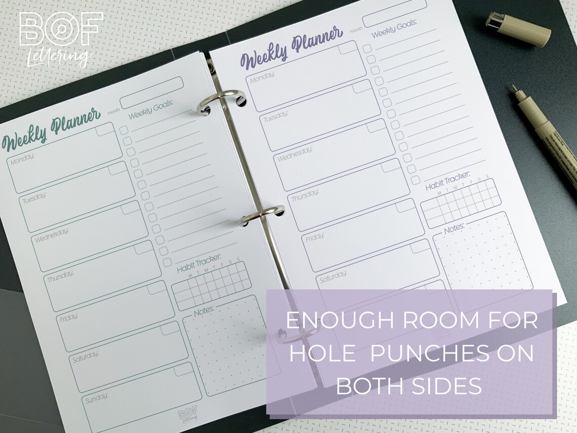 Weekly Planner / Color Variations / Printable Planner / Starting Sunday ...