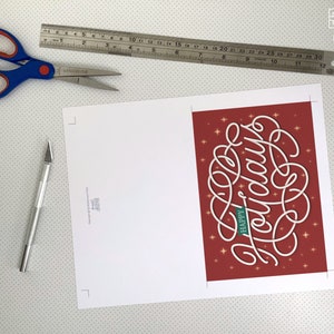 Printable Christmas Card / Happy Holidays Flourishes / Hand Lettering ...