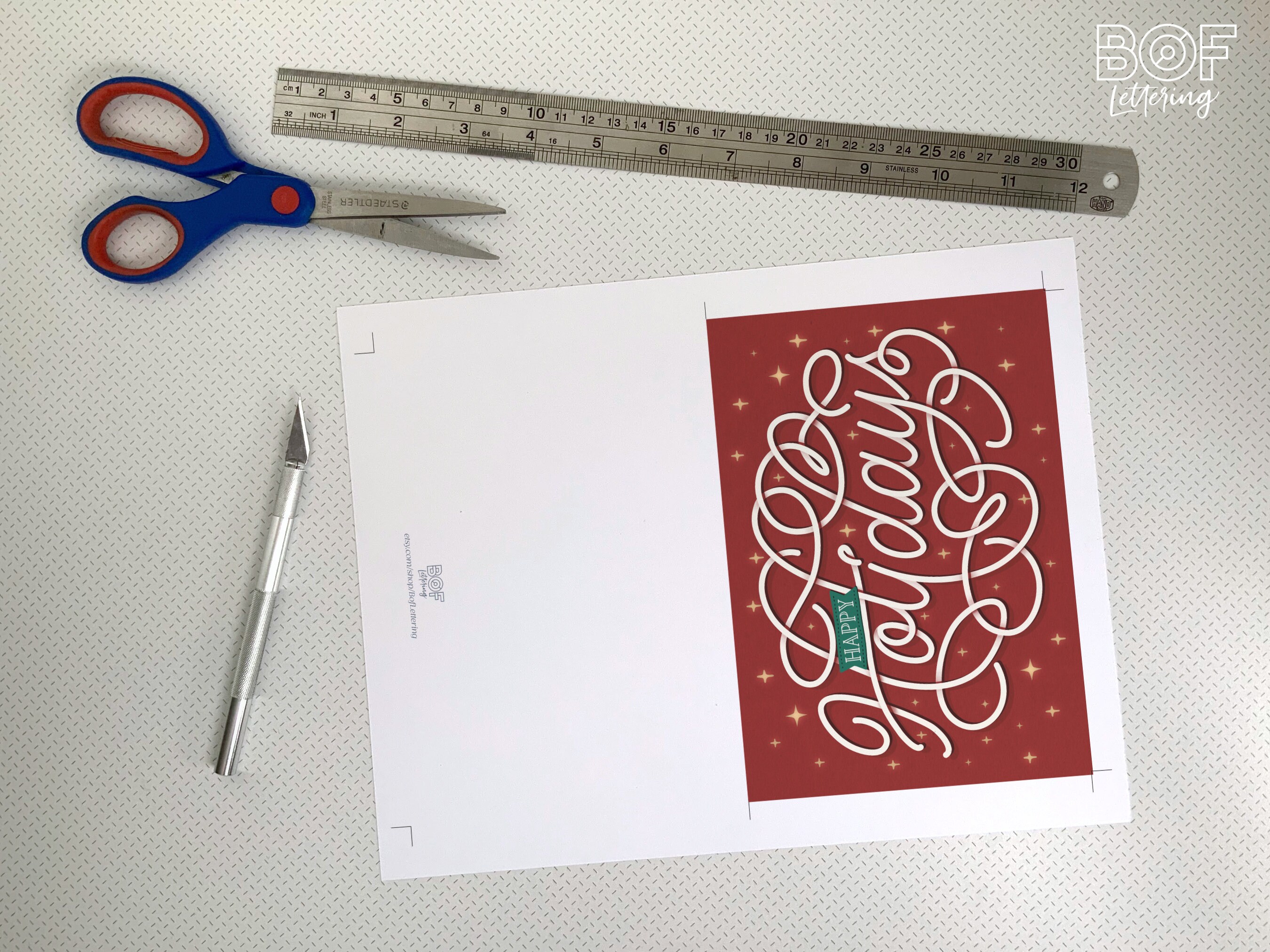 Printable Christmas Card / Happy Holidays Flourishes / Hand Lettering ...