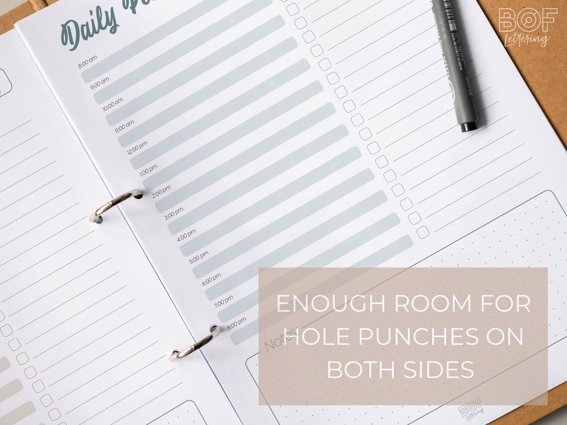 Daily Planner / Color Variations / Printable Planner / A4 / US Letter ...