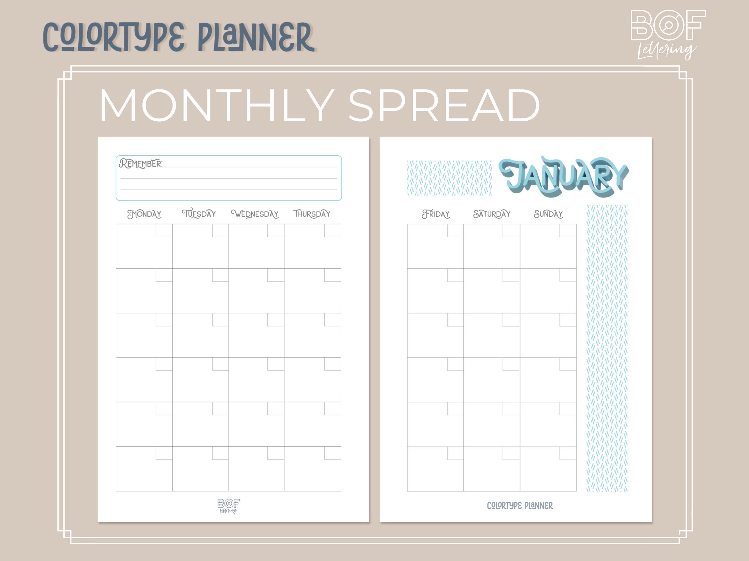 Colortype Yearly Planner, Weekly Horizontal A5 Printable - Etsy