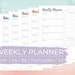 Weekly Planner / Color Variations / Printable Planner / Starting Sunday ...