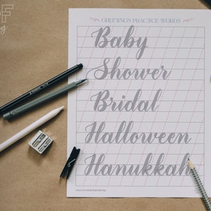 Brush Lettering Guide / Greeting Words / Holiday / Birthday / Christmas ...