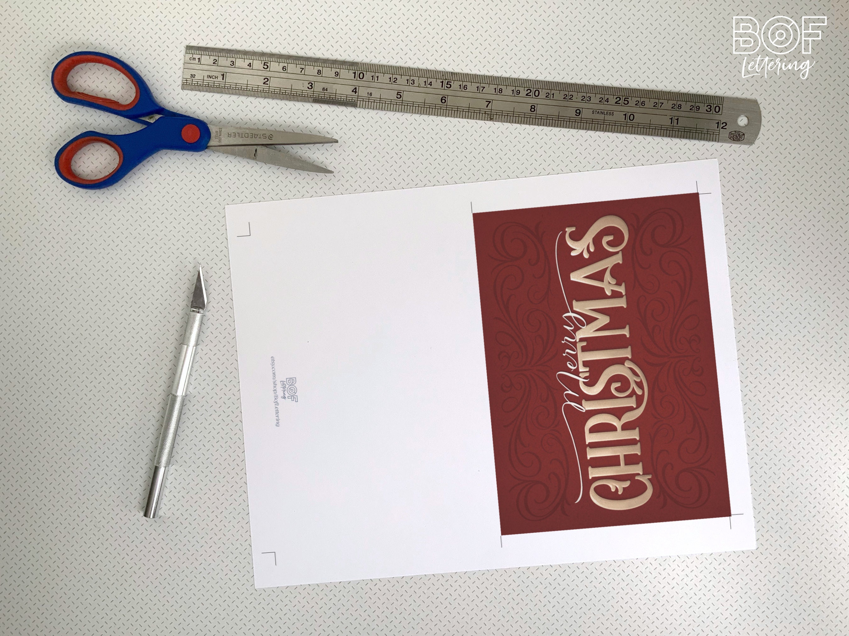 Printable Christmas Card / Merry Christmas Flourishes / Hand Lettering ...