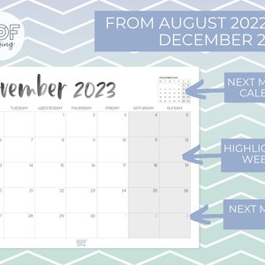 2022 - 2023 Calendar / Monthly Planner / Printable Calendar / Letter ...