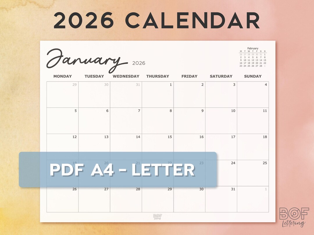 2026 Calendar Printable Planner (A4, Letter) - Etsy