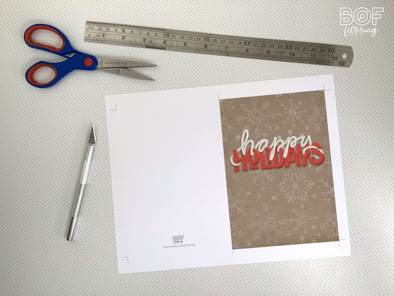 Printable Christmas Card / Happy Holidays Snowflakes / Hand Lettering ...