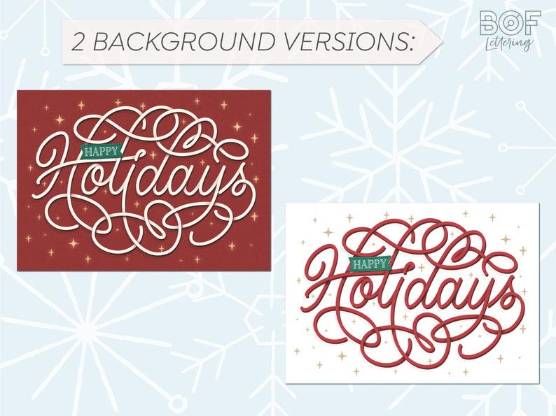 Printable Christmas Card / Happy Holidays Flourishes / Hand Lettering ...