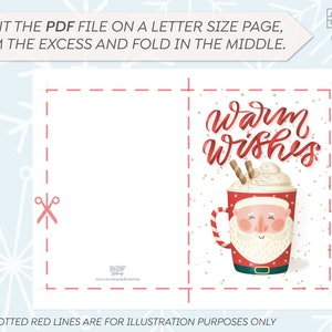 Printable Christmas Card / Warm Wishes Cocoa / Hand Lettering / 5x7 ...