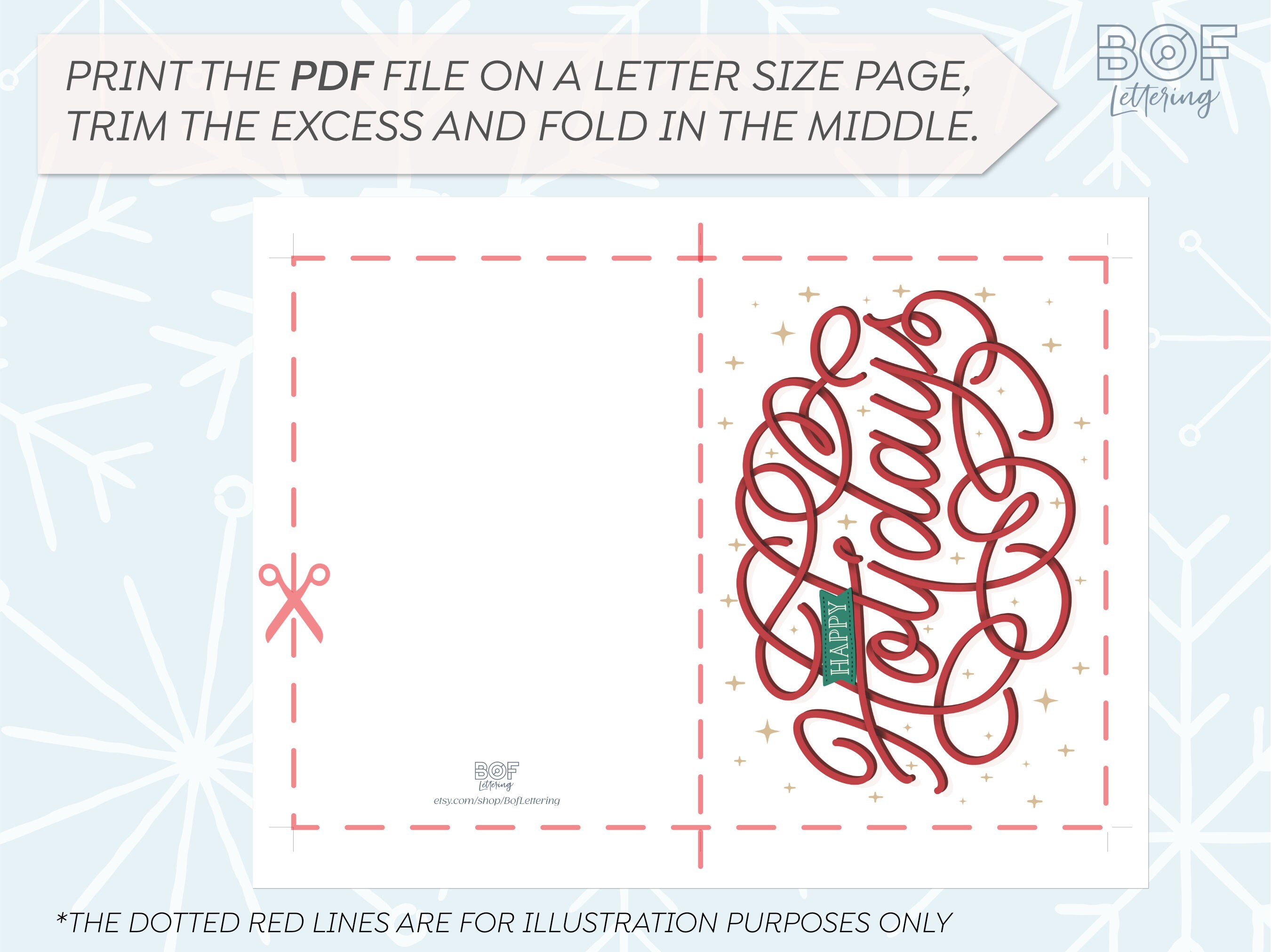 Printable Christmas Card / Happy Holidays Flourishes / Hand Lettering ...