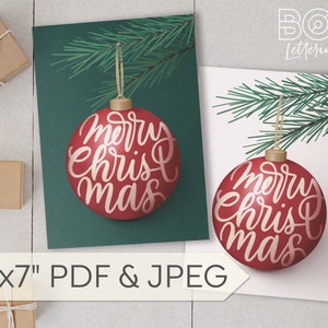Printable Christmas Card / Merry Christmas Ornament / Hand Lettering ...