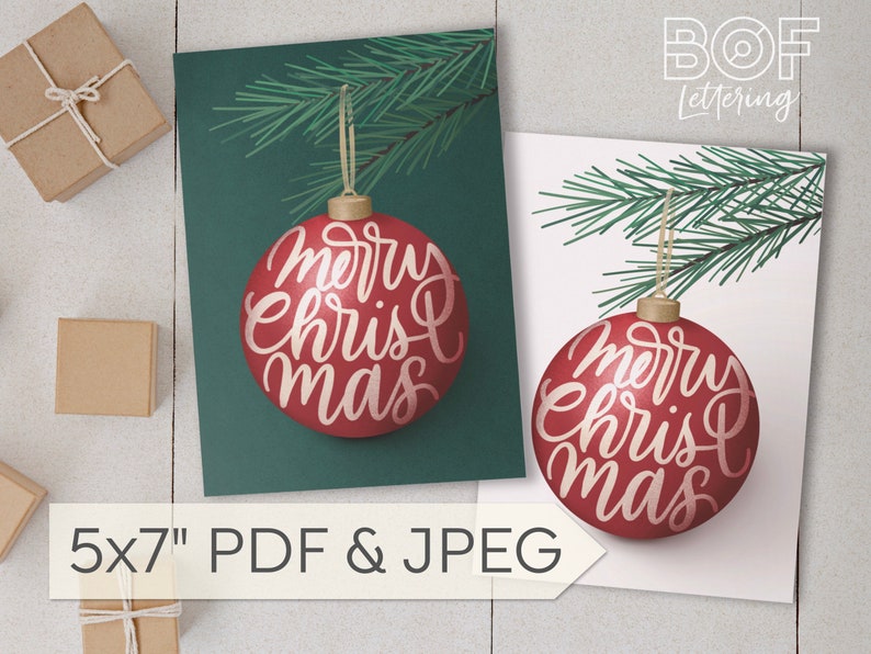 Printable Christmas Card / Merry Christmas Ornament / Hand Lettering ...