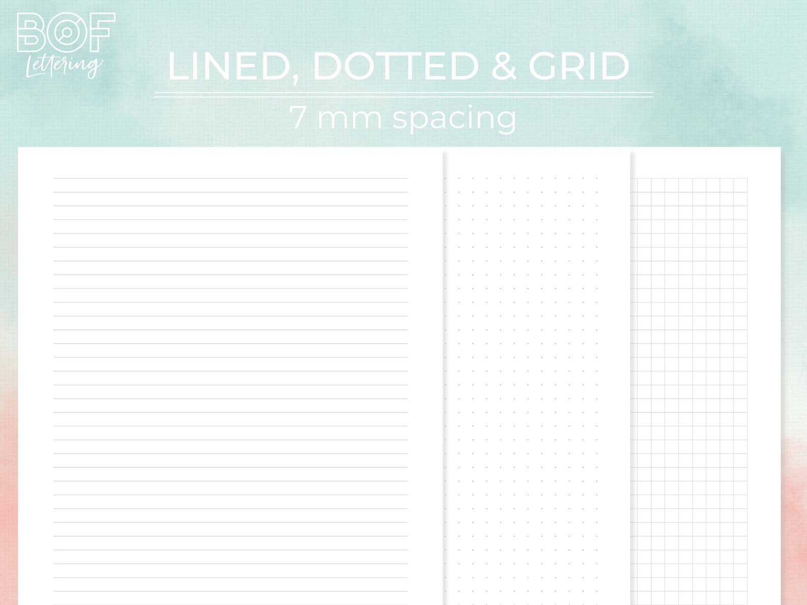 Lined Dot Grid Graph Paper / Printable PDF / A4 / A5 / Letter / Half ...