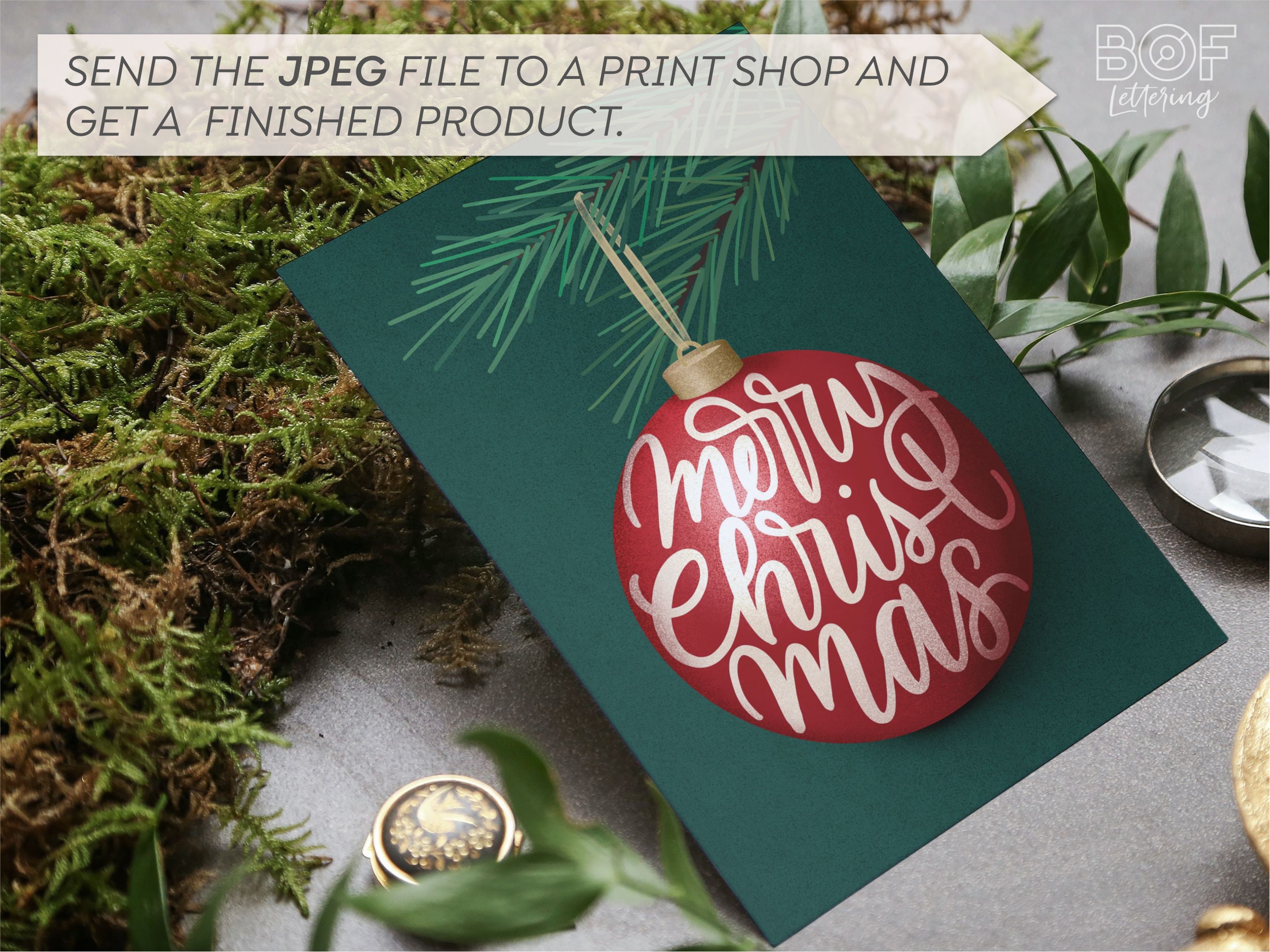 Printable Christmas Card / Merry Christmas Ornament / Hand Lettering ...