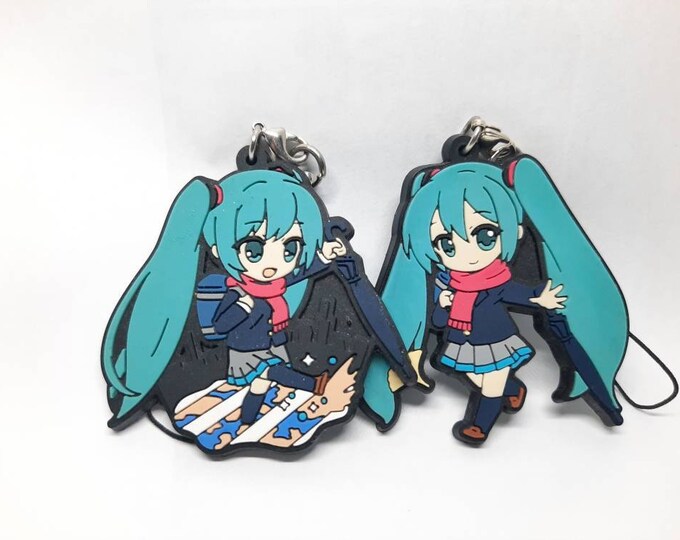 Kawaii Cute Vocaloid Miku Hatsune Miku Winter School Miku Set Rubber ...