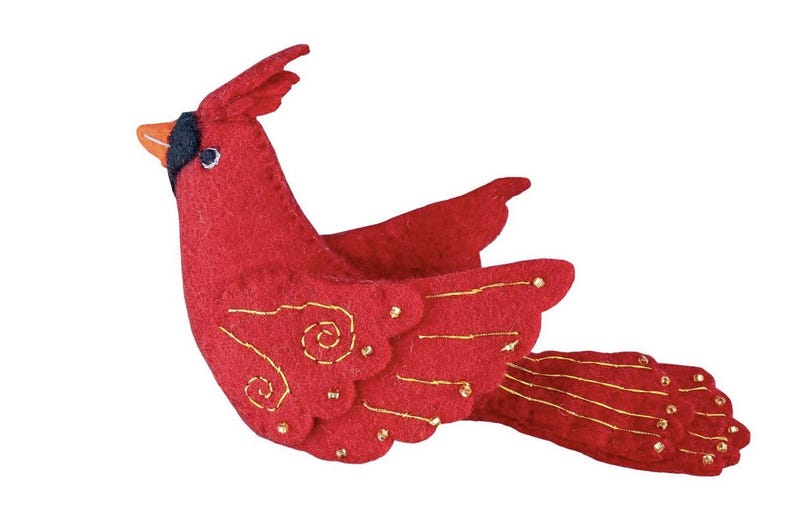 Cardinal Felt Tree Topper/fair Trade Felt Tree Toppers/cardinal ...
