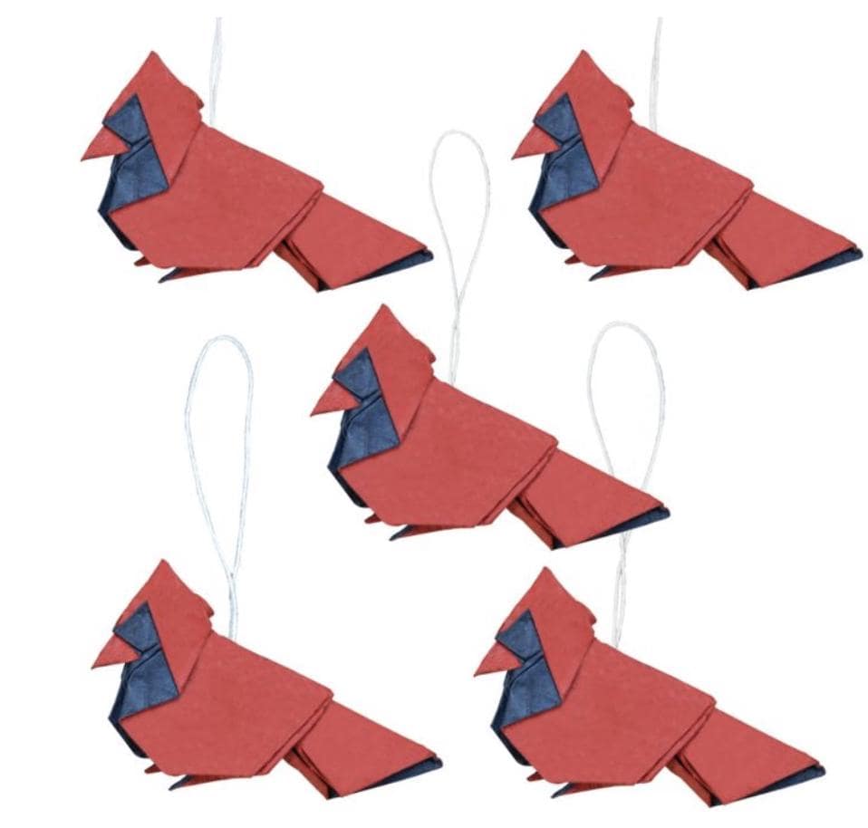 Origami Cardinal Ornament Set /sustainable Handmade Paper Cardinal ...