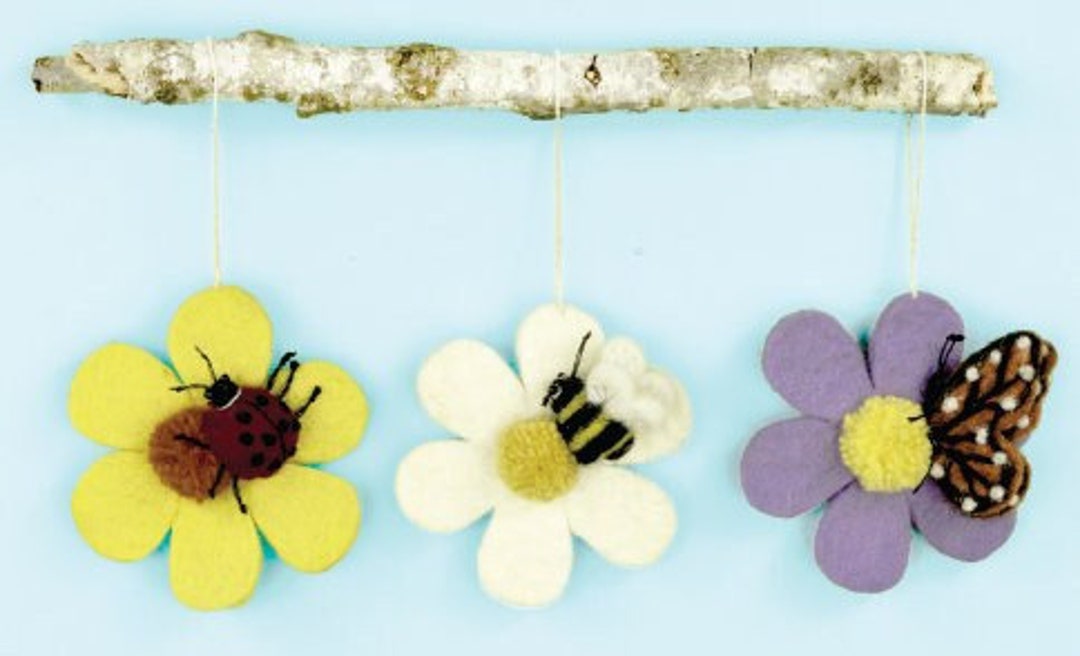 Felt Garden Lovers Ornaments, Pollinator Ornaments, Lady Bug, Bee ...